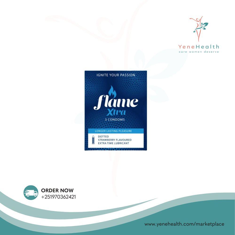 YeneHealth Marketplace - Flame (Condom) Xtra Strawerry ,Benzocaine